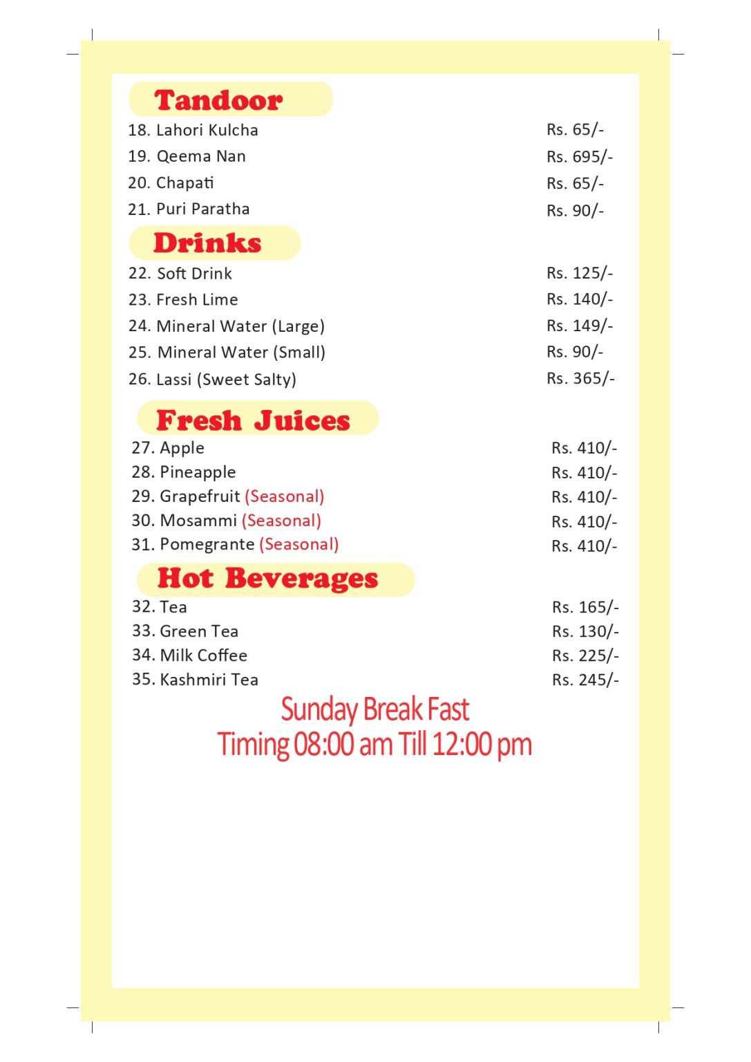 Al Habib Restaurant Menu Karachi - Read 2024 Updated Al Habib ...