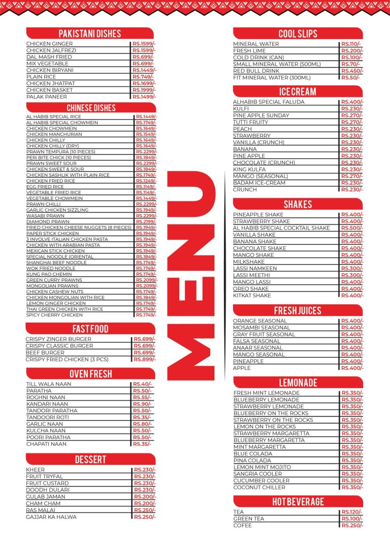 Al Habib Restaurant Menu Karachi - Read 2024 Updated Al Habib ...
