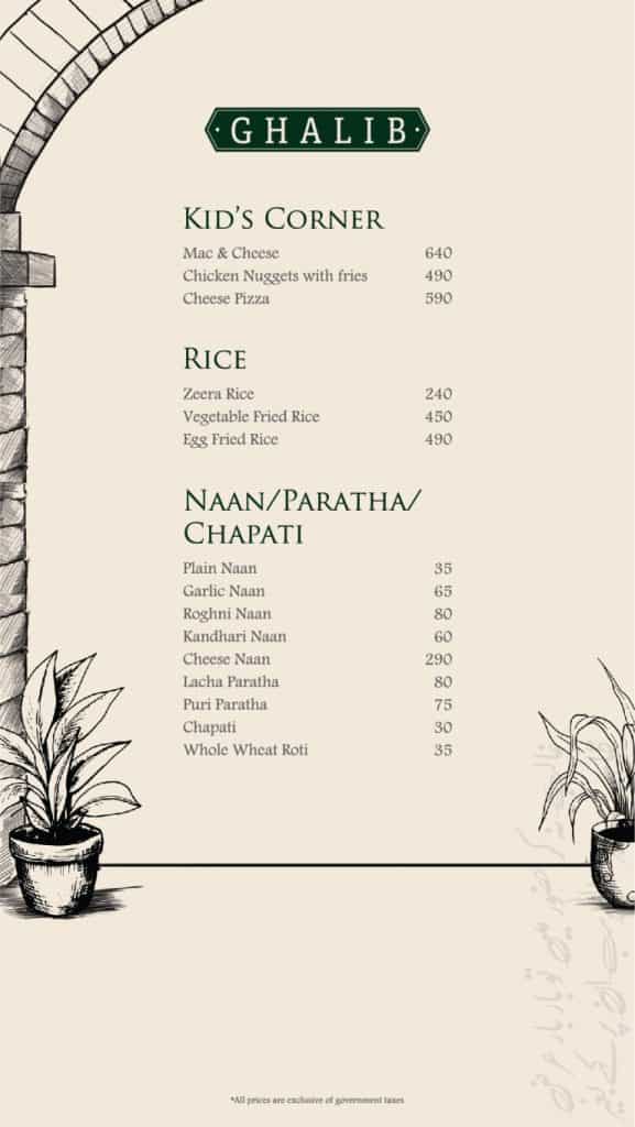 Ghalib Restaurant Menu Karachi - Read 2024 Updated Ghalib Restaurant ...