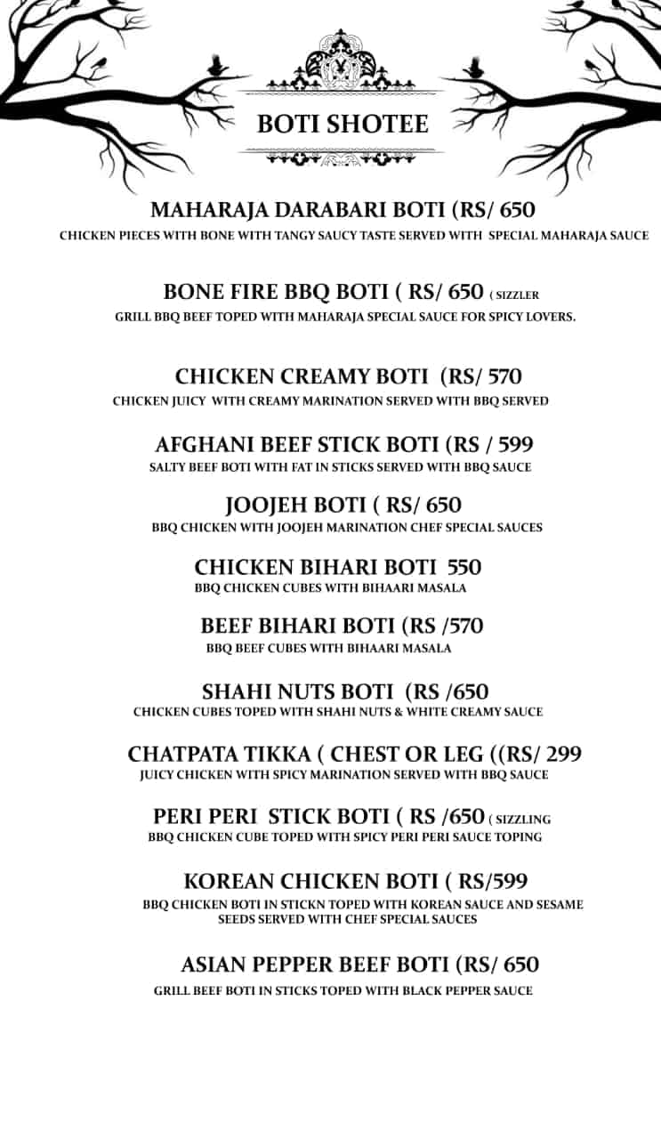 Maharaja Restaurant Menu Karachi - Read 2024 Updated Maharaja ...