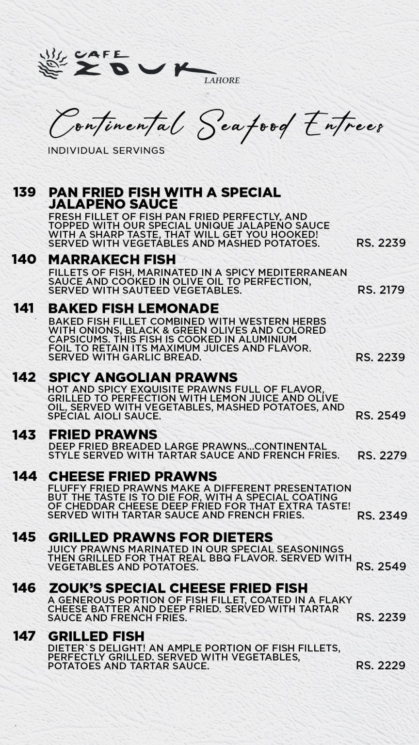 Café Zouk Lahore Menu Lahore - Read 2024 Updated Café Zouk Lahore Menu ...