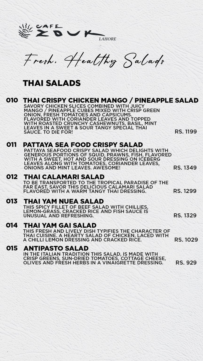 Café Zouk Lahore Menu Lahore - Read 2024 Updated Café Zouk Lahore Menu, Prices, Reviews Online