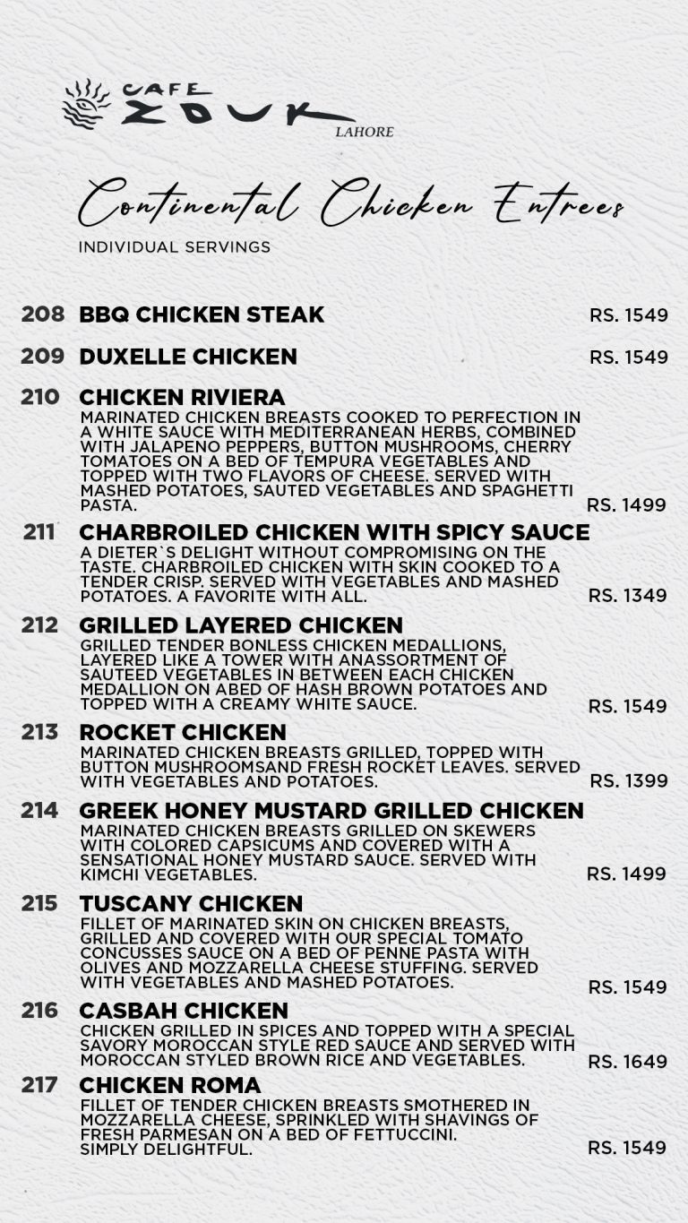 Café Zouk Lahore Menu Lahore - Read 2024 Updated Café Zouk Lahore Menu, Prices, Reviews Online