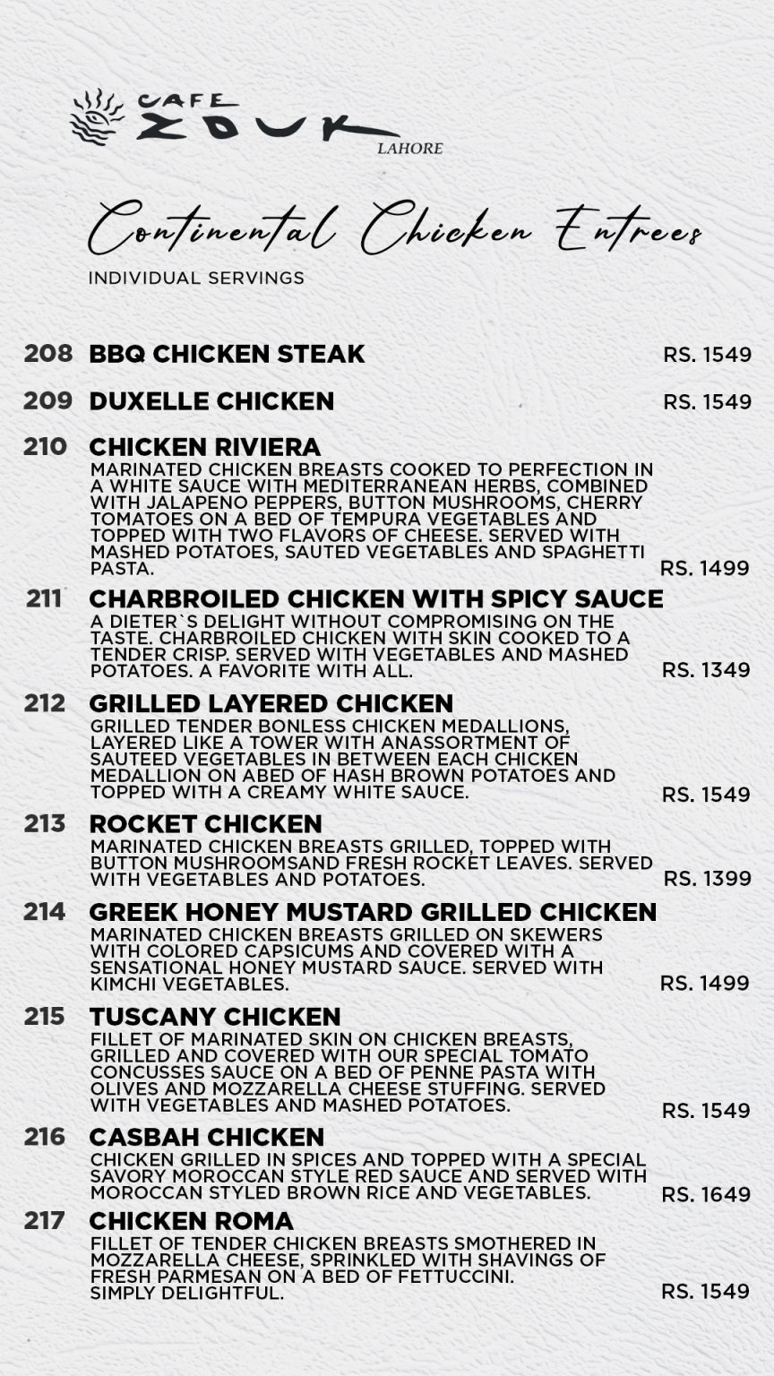 Café Zouk Lahore Menu Lahore - Read 2024 Updated Café Zouk Lahore Menu ...