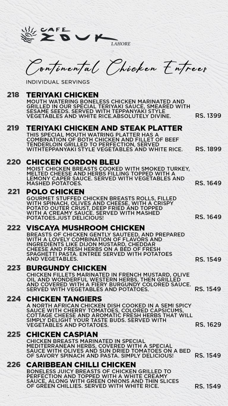 Café Zouk Lahore Menu Lahore - Read 2024 Updated Café Zouk Lahore Menu ...