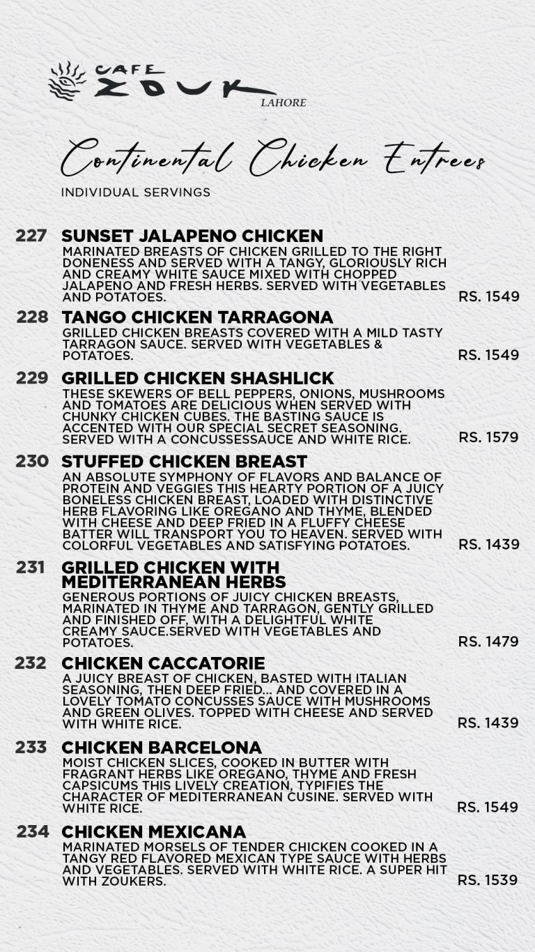 Café Zouk Lahore Menu Lahore - Read 2024 Updated Café Zouk Lahore Menu ...