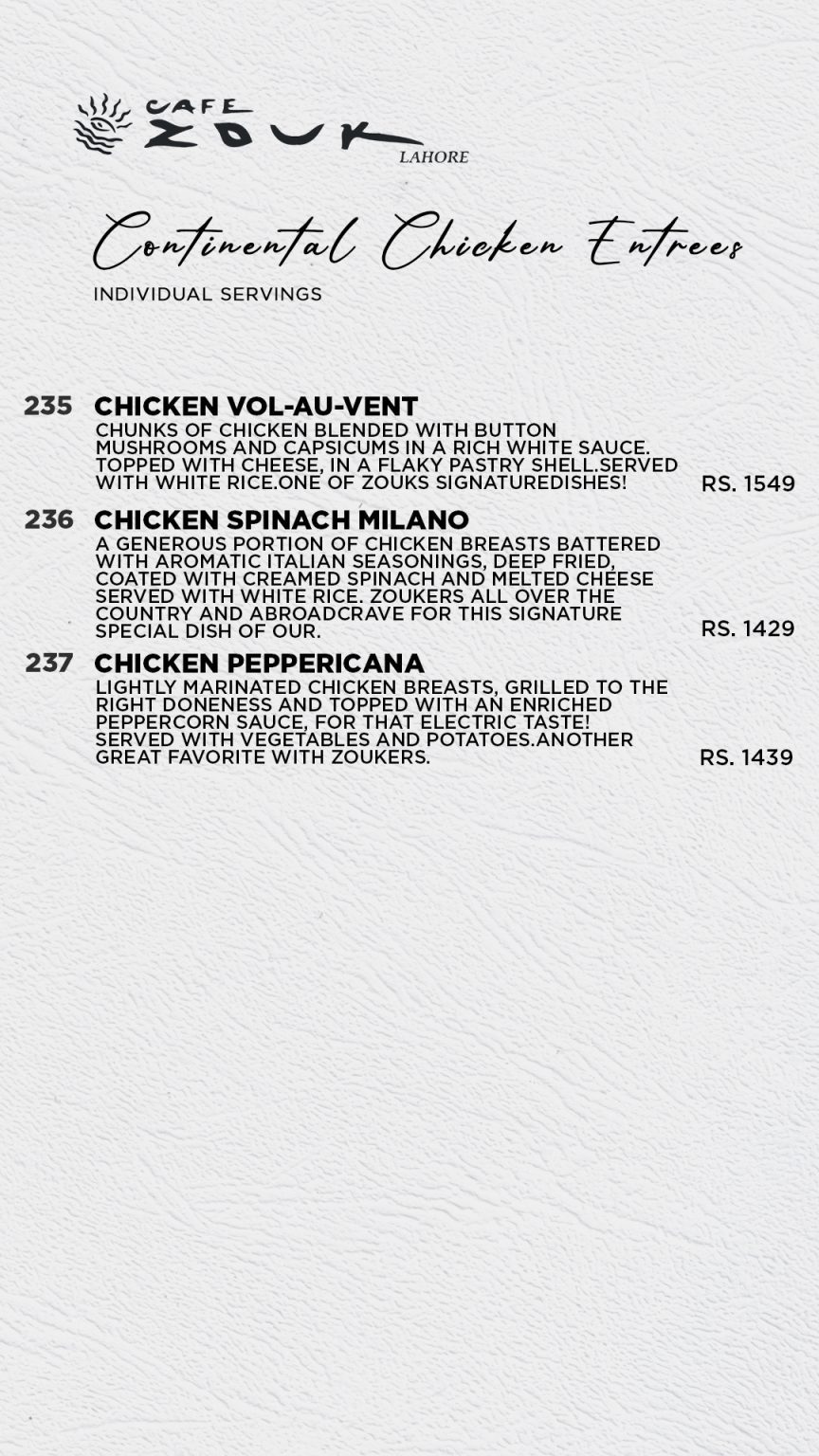 Café Zouk Lahore Menu Lahore - Read 2024 Updated Café Zouk Lahore Menu, Prices, Reviews Online