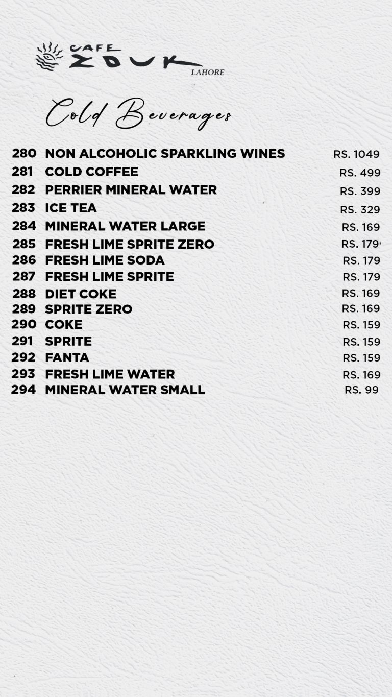 Café Zouk Lahore Menu Lahore - Read 2024 Updated Café Zouk Lahore Menu ...