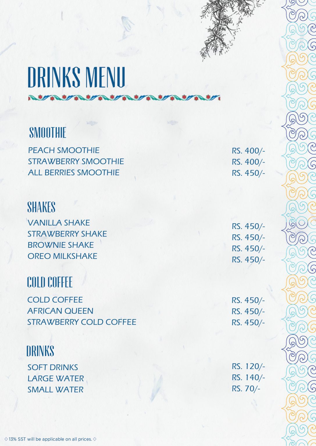 Zeytin Restaurant Menu Karachi - Read 2024 Updated Zeytin Restaurant ...