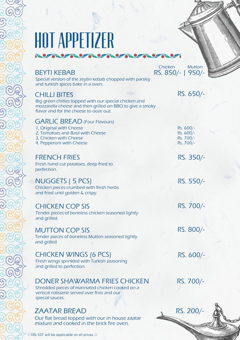 Zeytin Restaurant Menu Karachi - Read 2024 Updated Zeytin Restaurant ...
