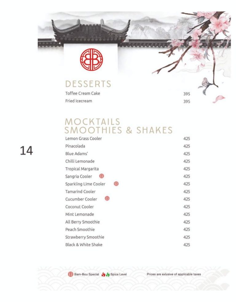 Bambou Restaurant Menu Karachi - Read 2024 Updated Bambou Restaurant ...