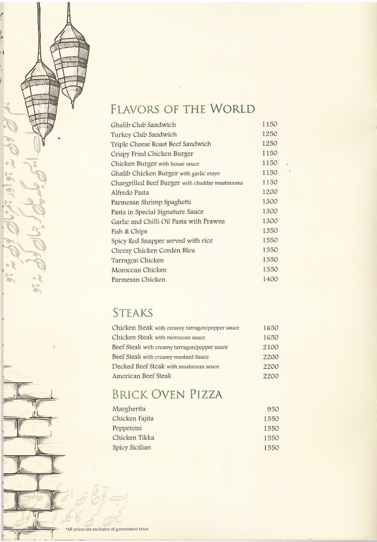 Ghalib Restaurant Menu Karachi - Read 2024 Updated Ghalib Restaurant ...