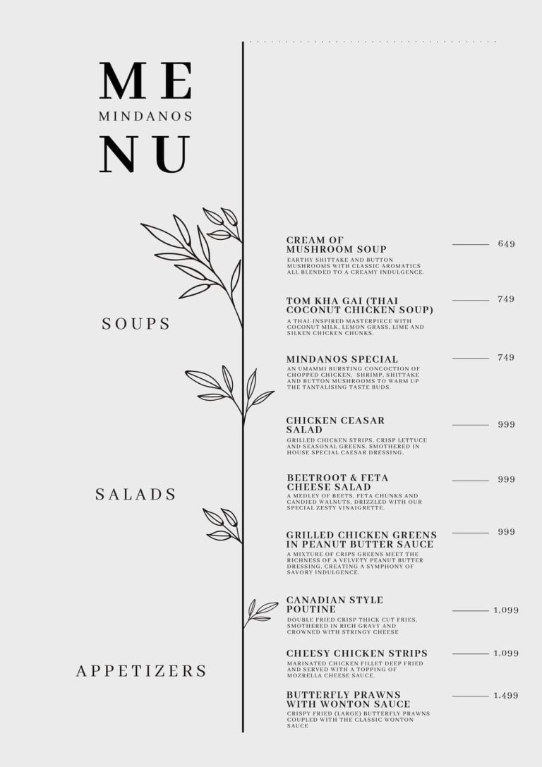 Mindanos islamabad Menu Islamabad - Read 2024 Updated Mindanos ...